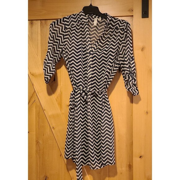 Tacera | Dresses | Tacera Dress Size M Knee Length Chevron Navy Blue ...